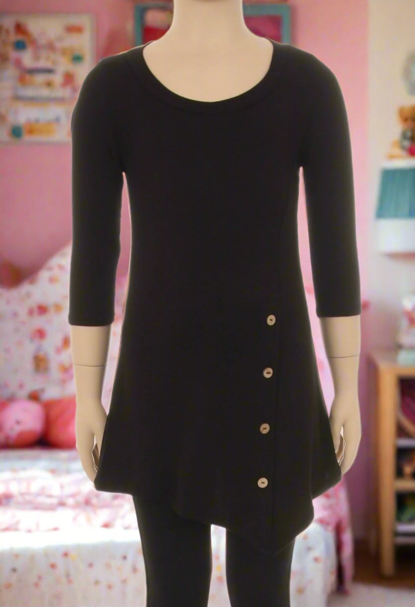 Girls Solid Black Dress | Kids Long Tunic Tops – MomMe and More